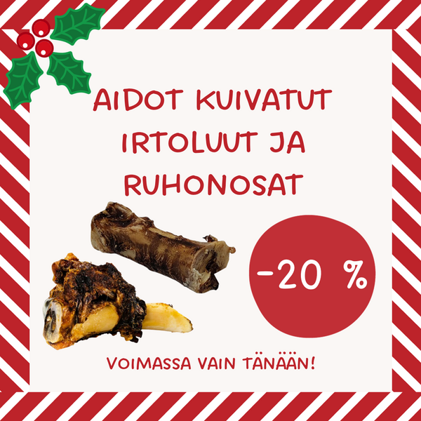 Aidot kuivatut luut ja ruhonosat -20 % | Levin Lemmikkitarvike